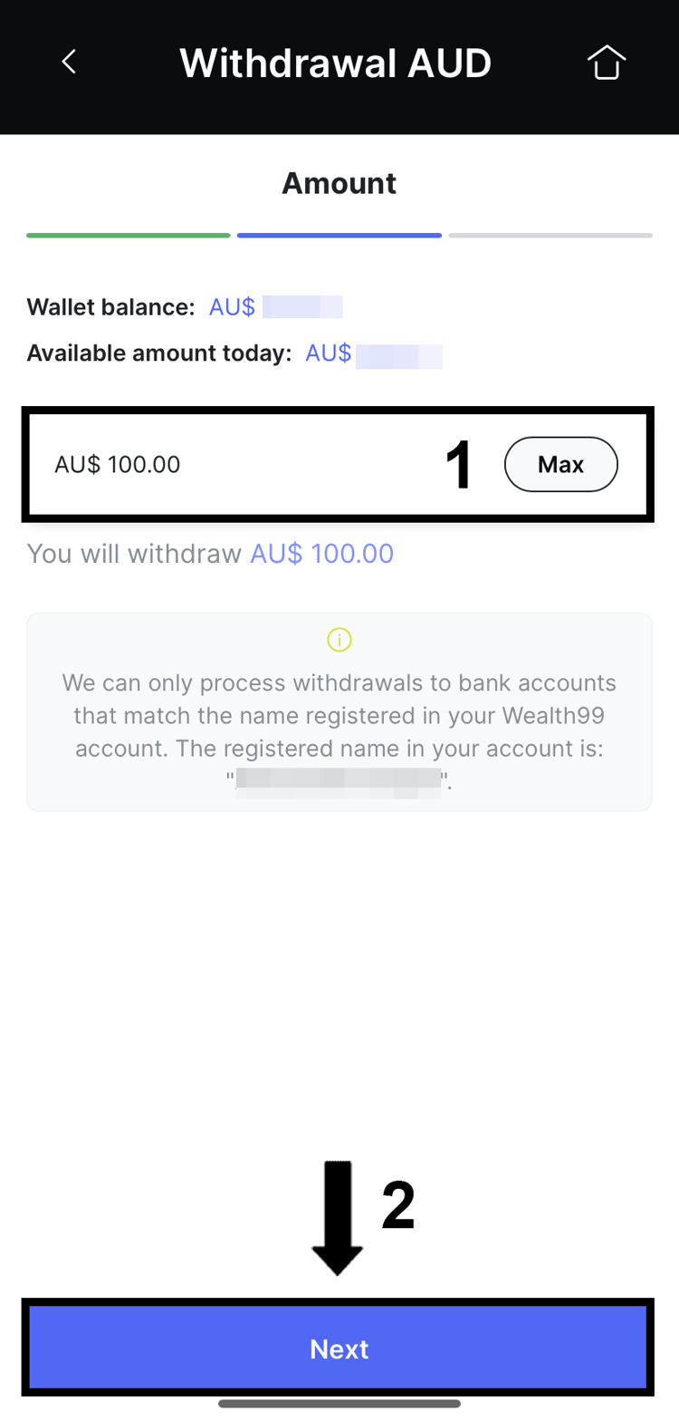 Wealth99 App | How do I withdraw AUD from my AUD wallet?