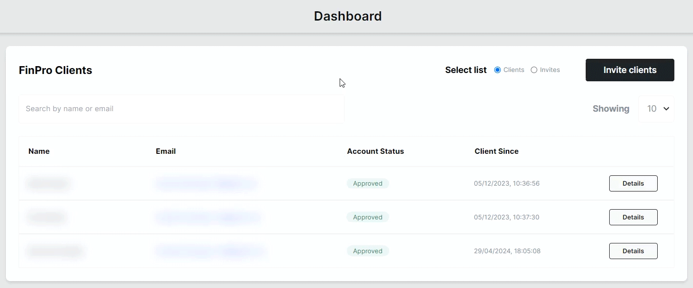Report Functionality on the FinPro Dashboard
